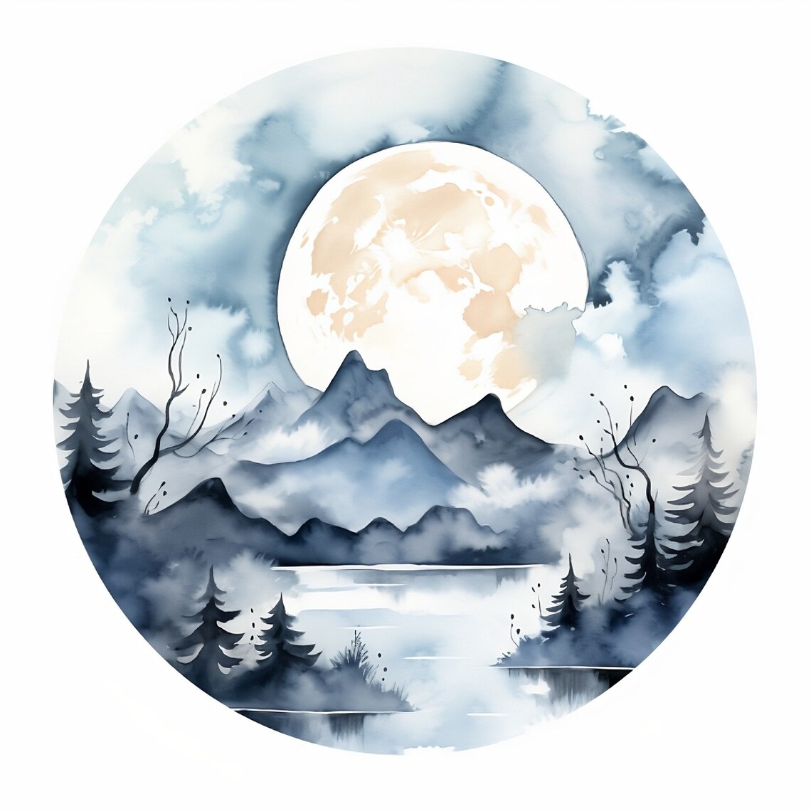 Winter Moons Clipart, 20 High Quality Pngs, Paper Craft, Mixed Media ...