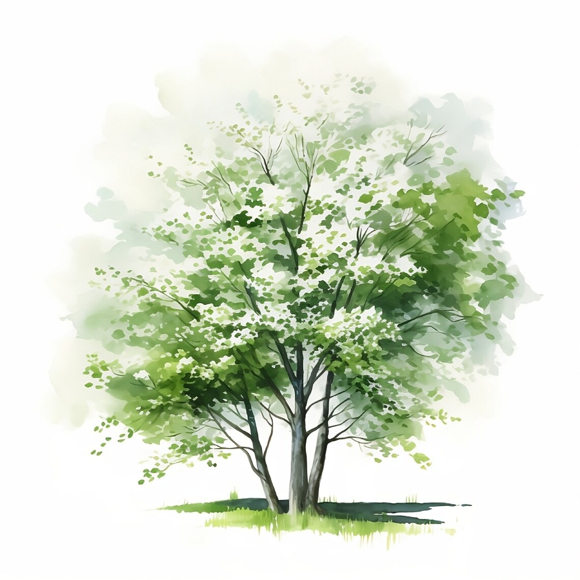 Spring Trees Clipart, 20 High Quality Jpgs, Paper Craft, Mixed Media ...