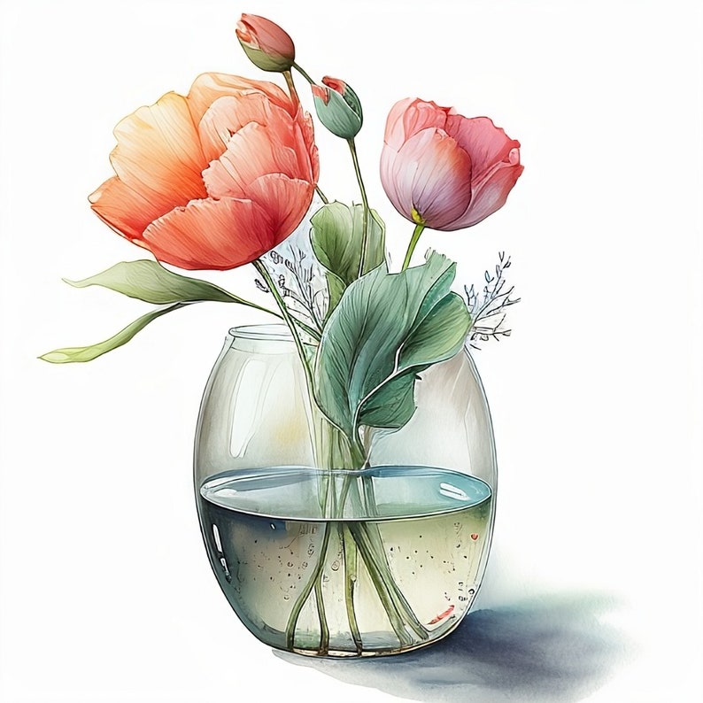 Vase of Flowers Clipart Set: 20 High Resolution Jpgs, Ideal for Card ...