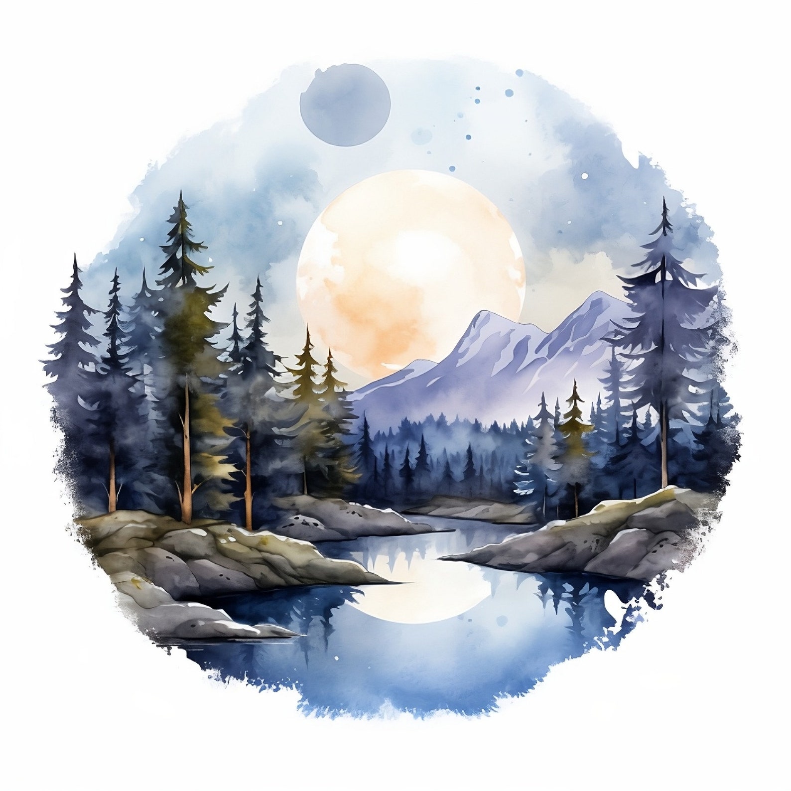 Winter Moons Clipart, 20 High Quality Pngs, Paper Craft, Mixed Media ...
