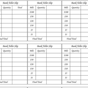 Bank Teller Slips Cash Envelope Budgeting System - Etsy