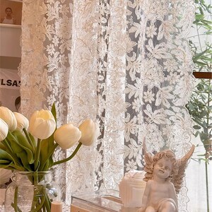 French Retro Palace Style Lace Embroidered Gauze Curtains, Cream Style ...
