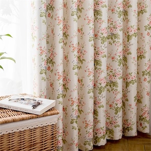 Pastoral Style Rose Pattern Curtains, Fairy Pink Flowers Semi Shading ...