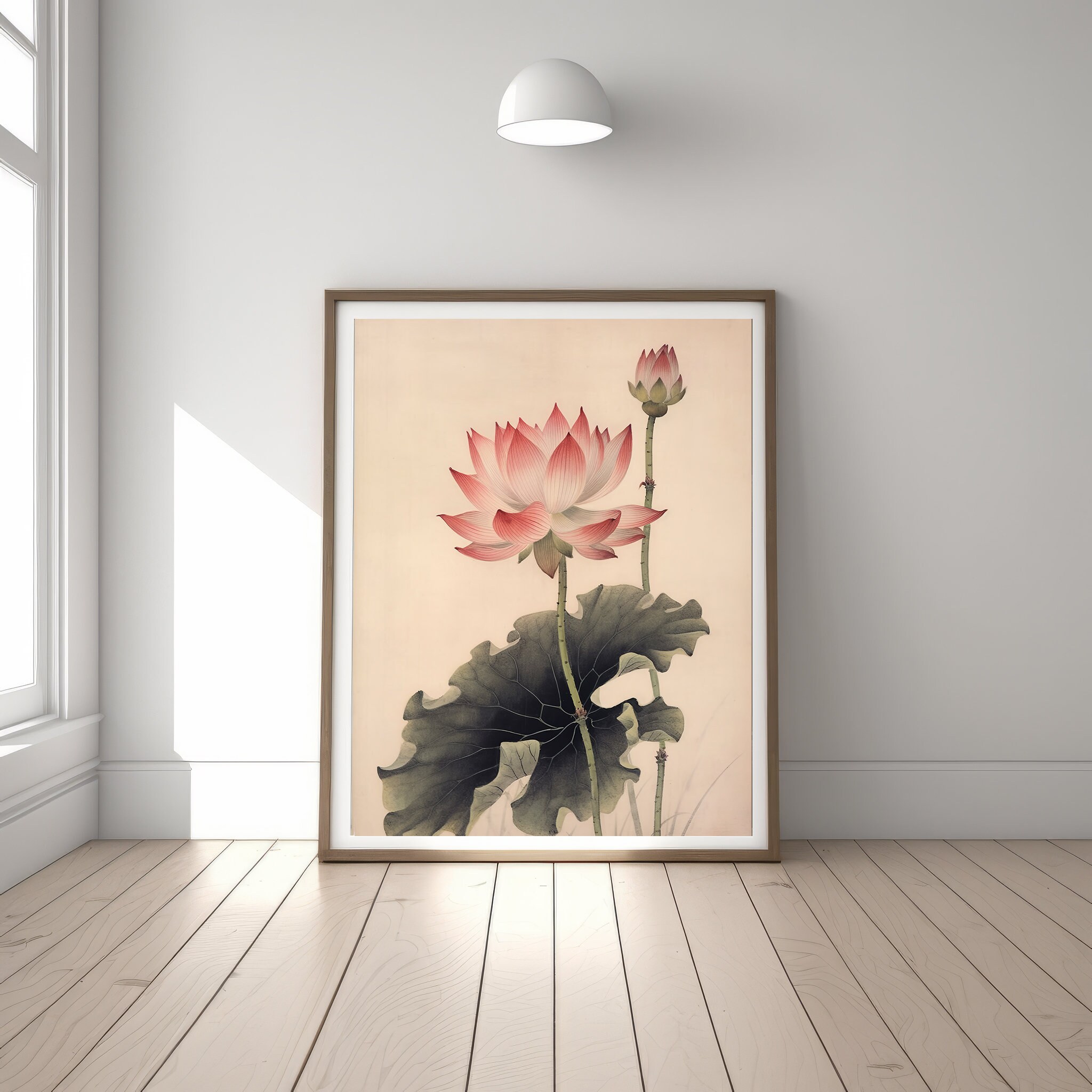 Zen Lotus Painting. Meiji Style Wall Art. Japanji. - Etsy