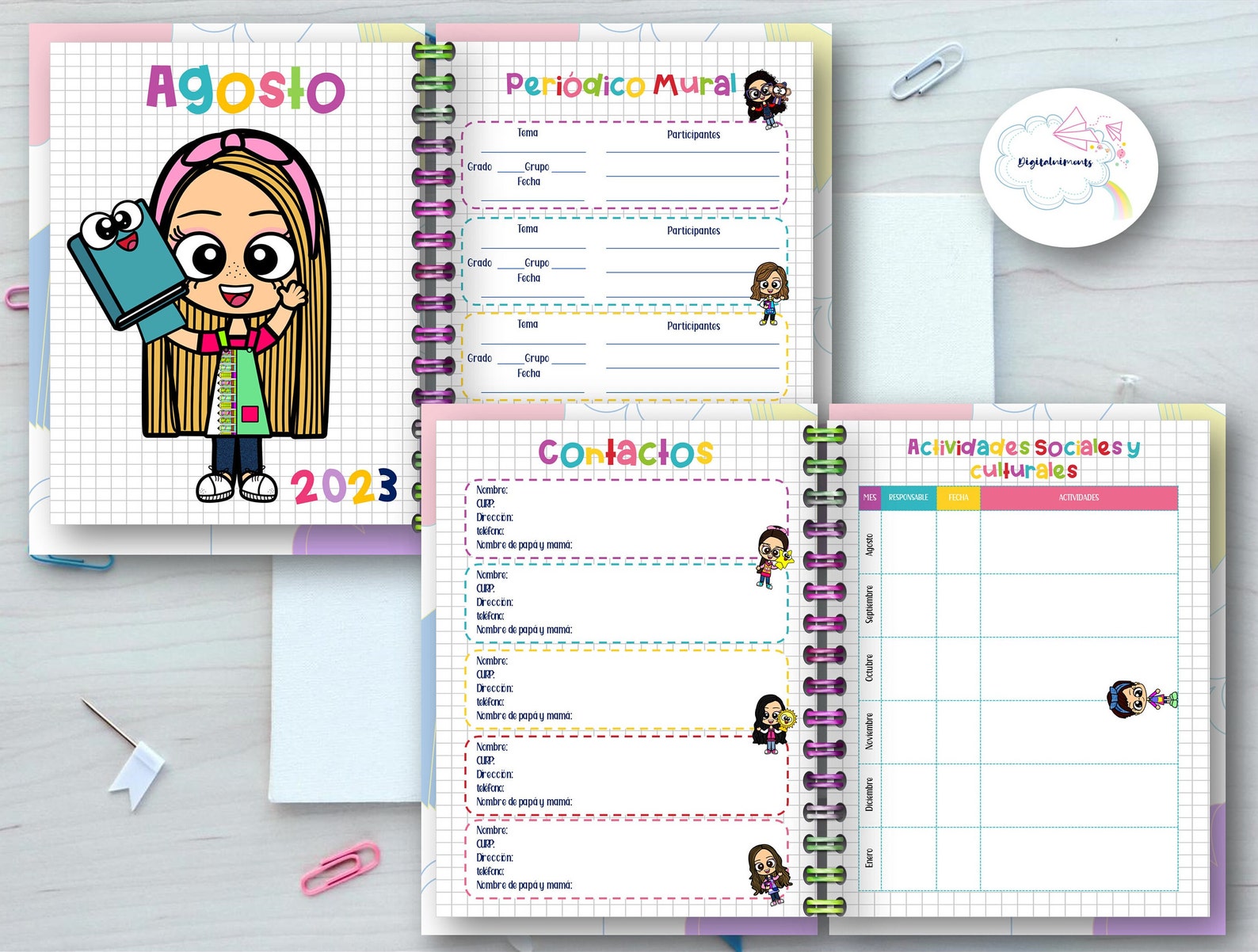 Agenda Escolar Digital editable en Power Poin - Etsy España
