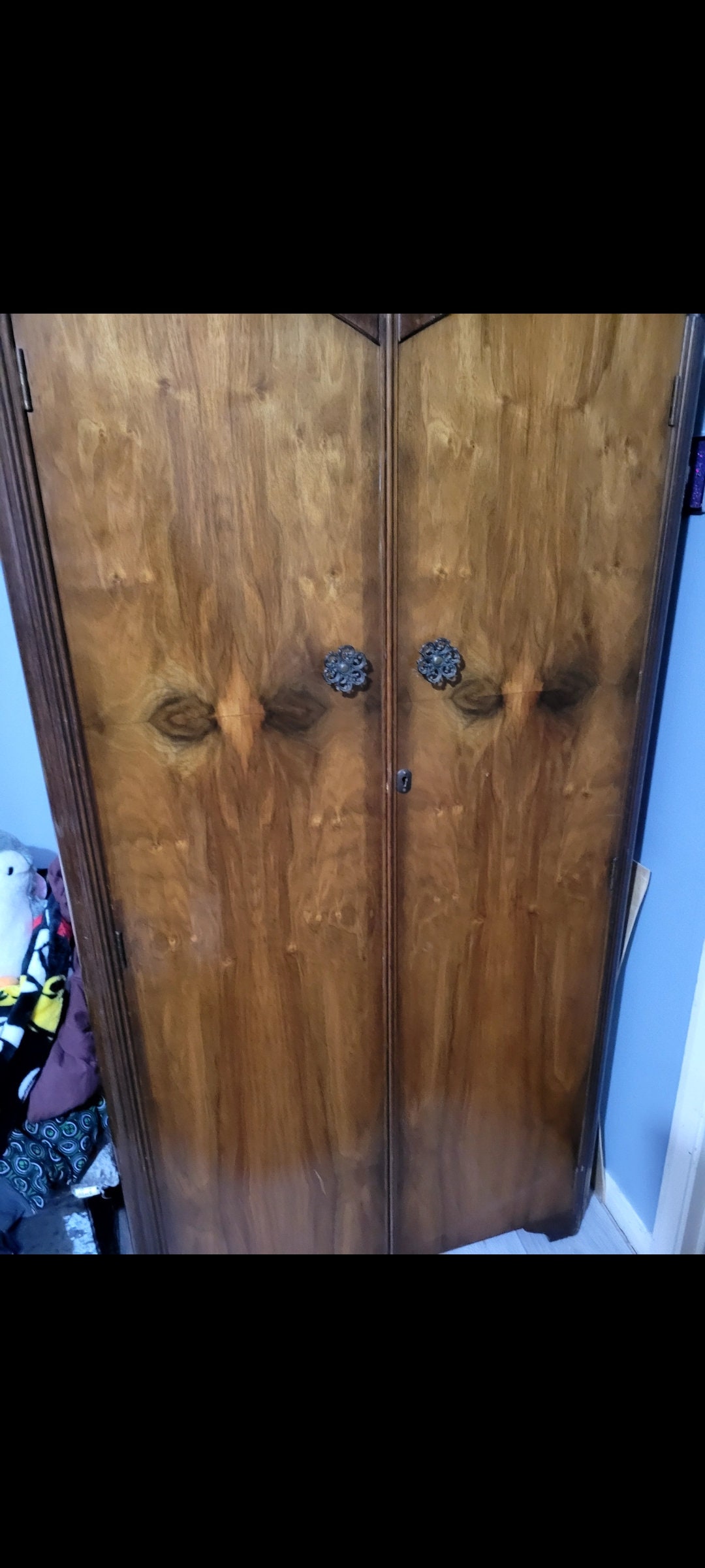 Gentlemans Single Wardrobe Coat Cupboard Hall Robe Walnut Vintage 1930s ...