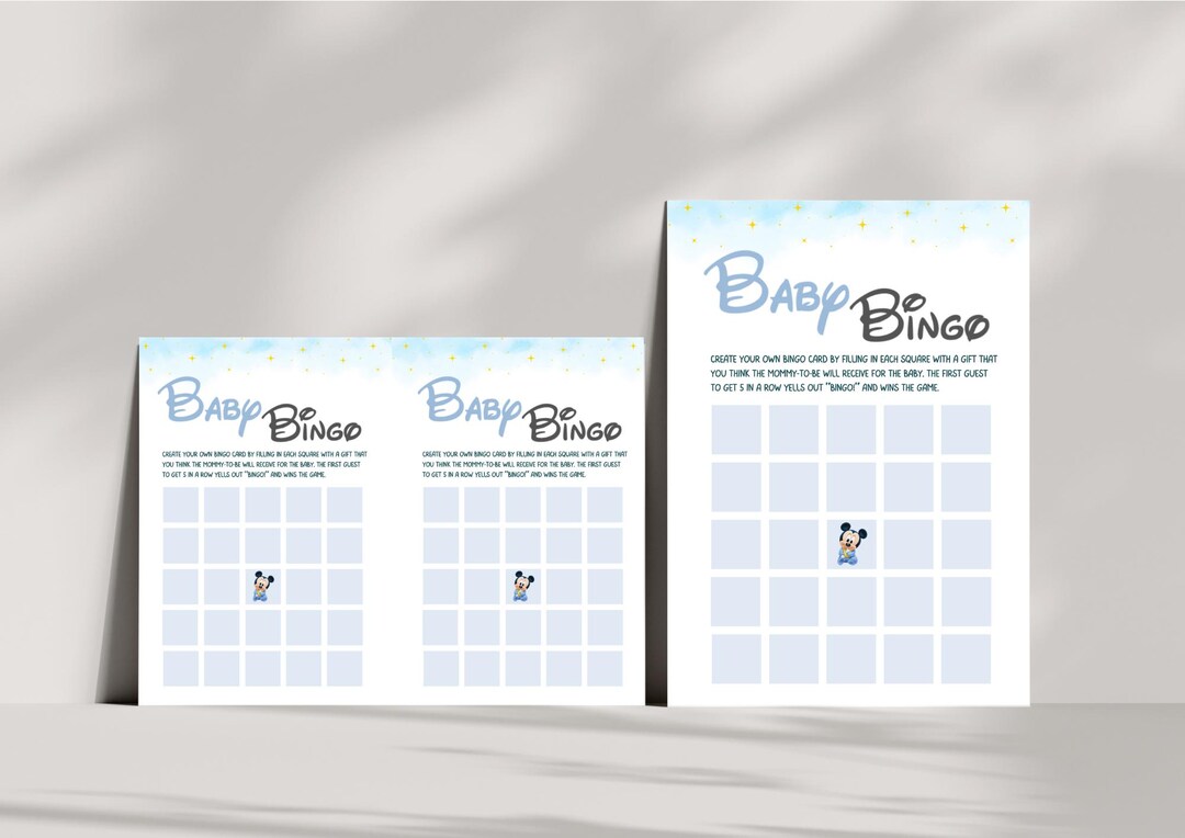 Mickey Mouse Baby Bingo Baby Shower Games Baby Mickey Blue Mickey Mouse ...