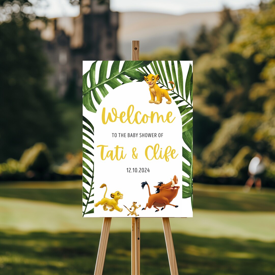 Personalised Lion King Welcome Sign Simba Baby Shower Welcome Sign Lion ...