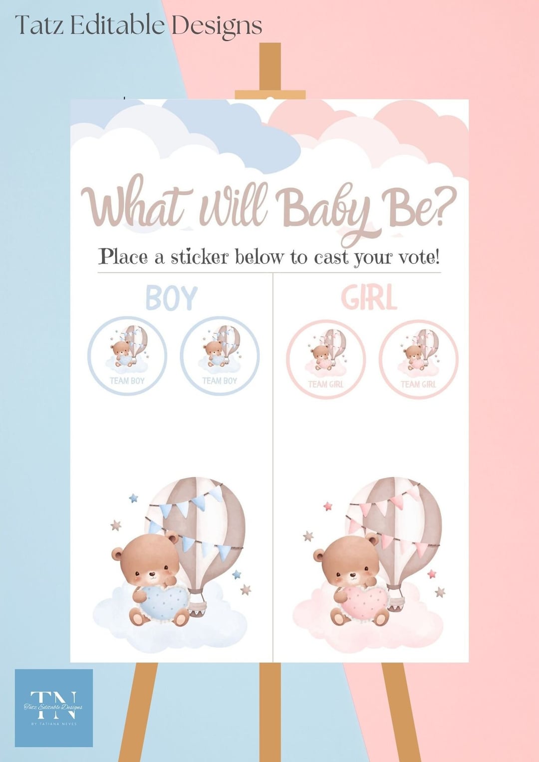 Teddy Bear Gender Voting Chart With Stickers Design Included Gender ...