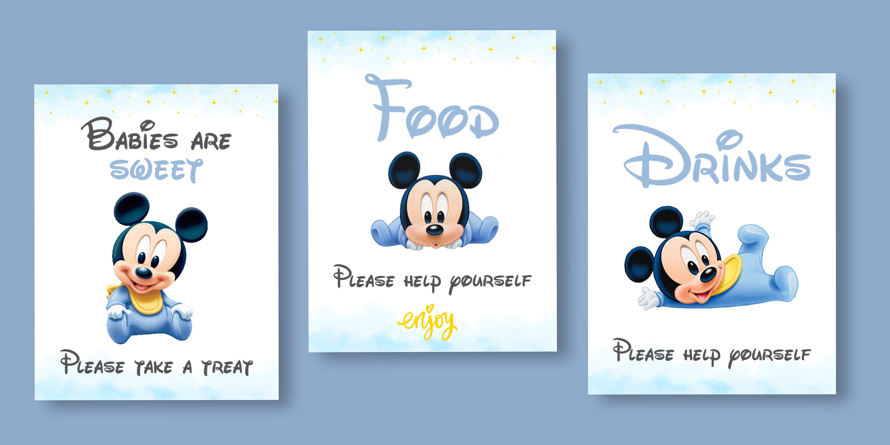 Mickey Mouse Baby Shower Signs, Party Signs, Mickey Mouse Party Signs ...