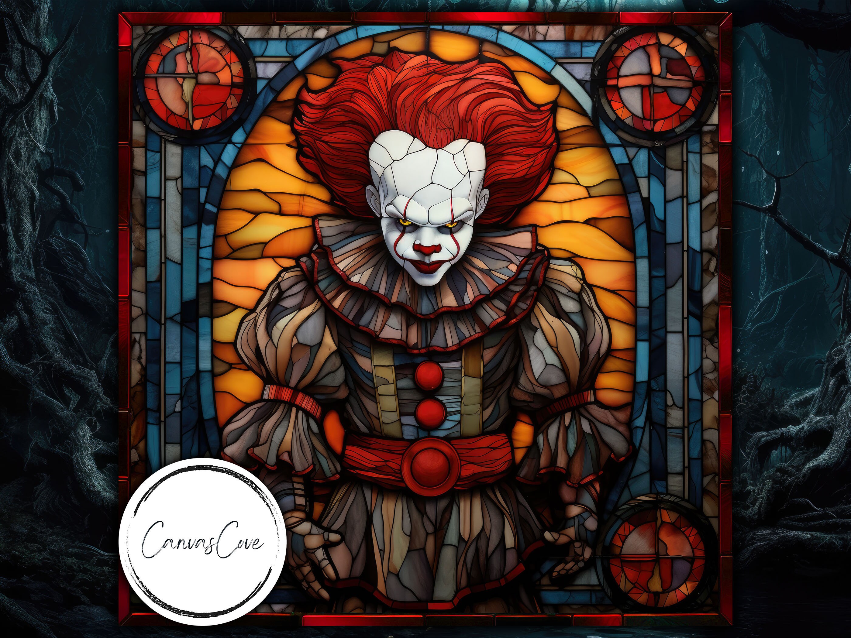 Stained Glass Pennywise Bundle 5 PNG Halloween Clipart - Etsy