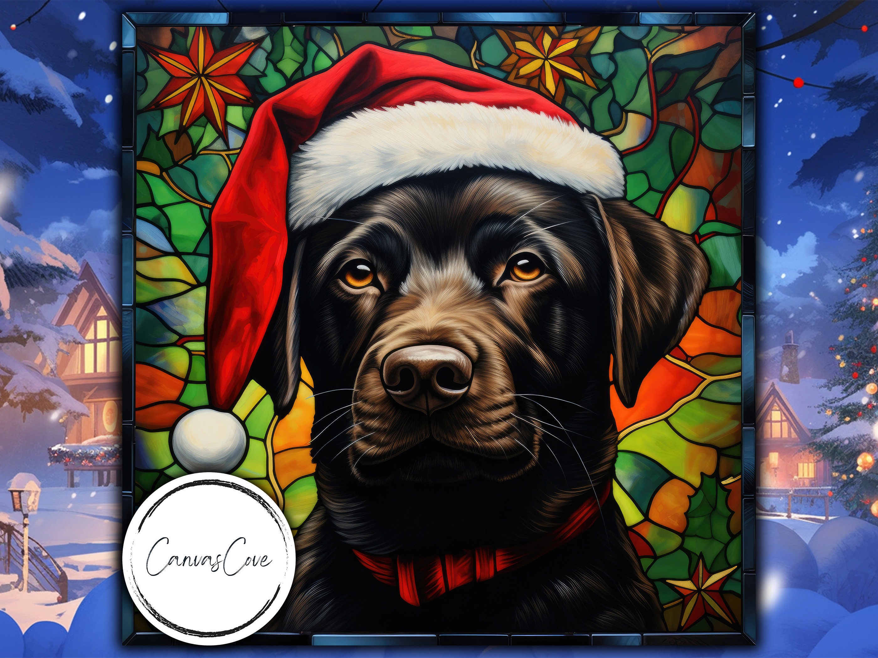 5 Stained Glass Christmas Black Labrador Stained Glass Clipart - Etsy