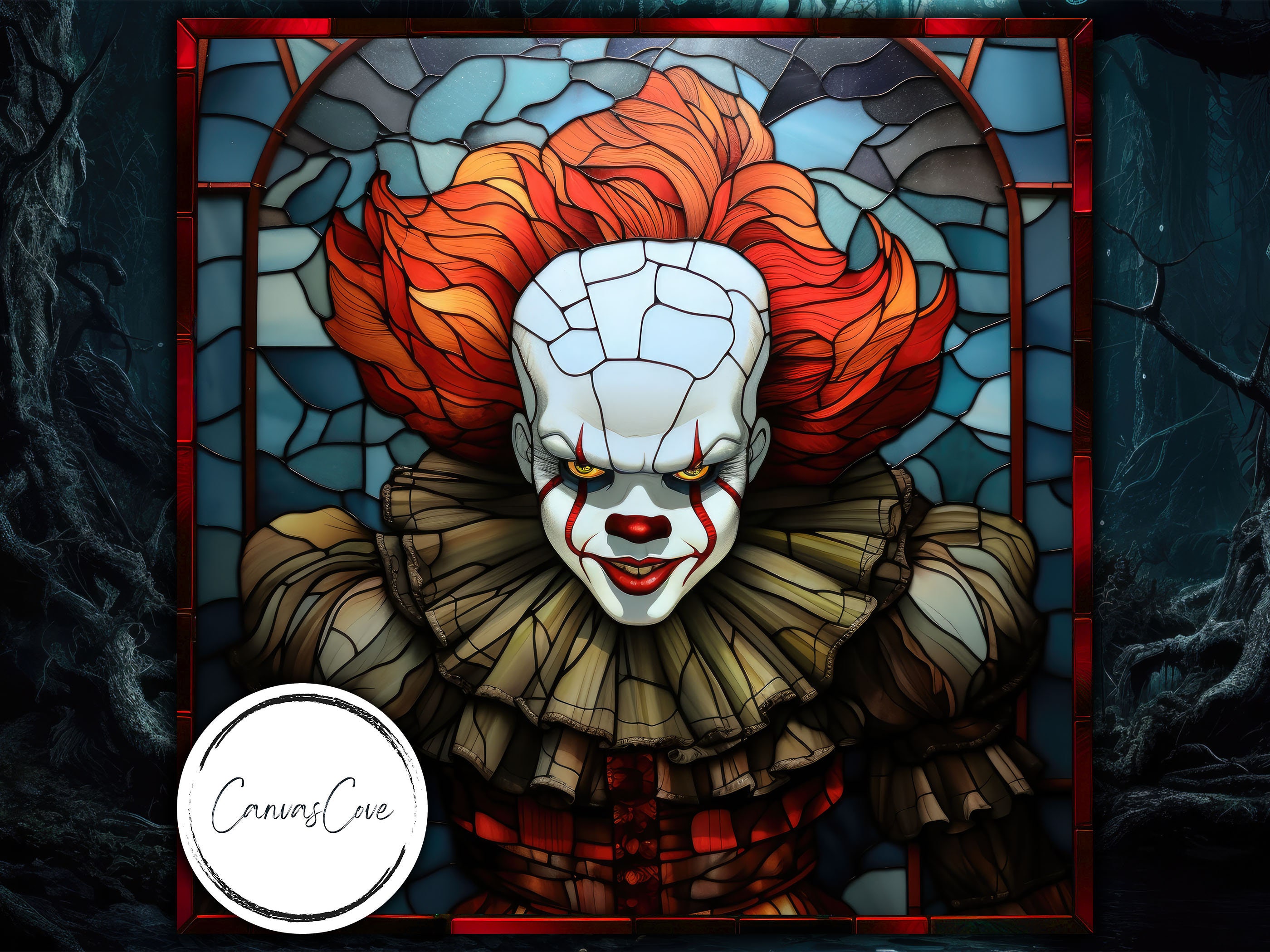Stained Glass Pennywise Bundle 5 PNG Halloween Clipart - Etsy