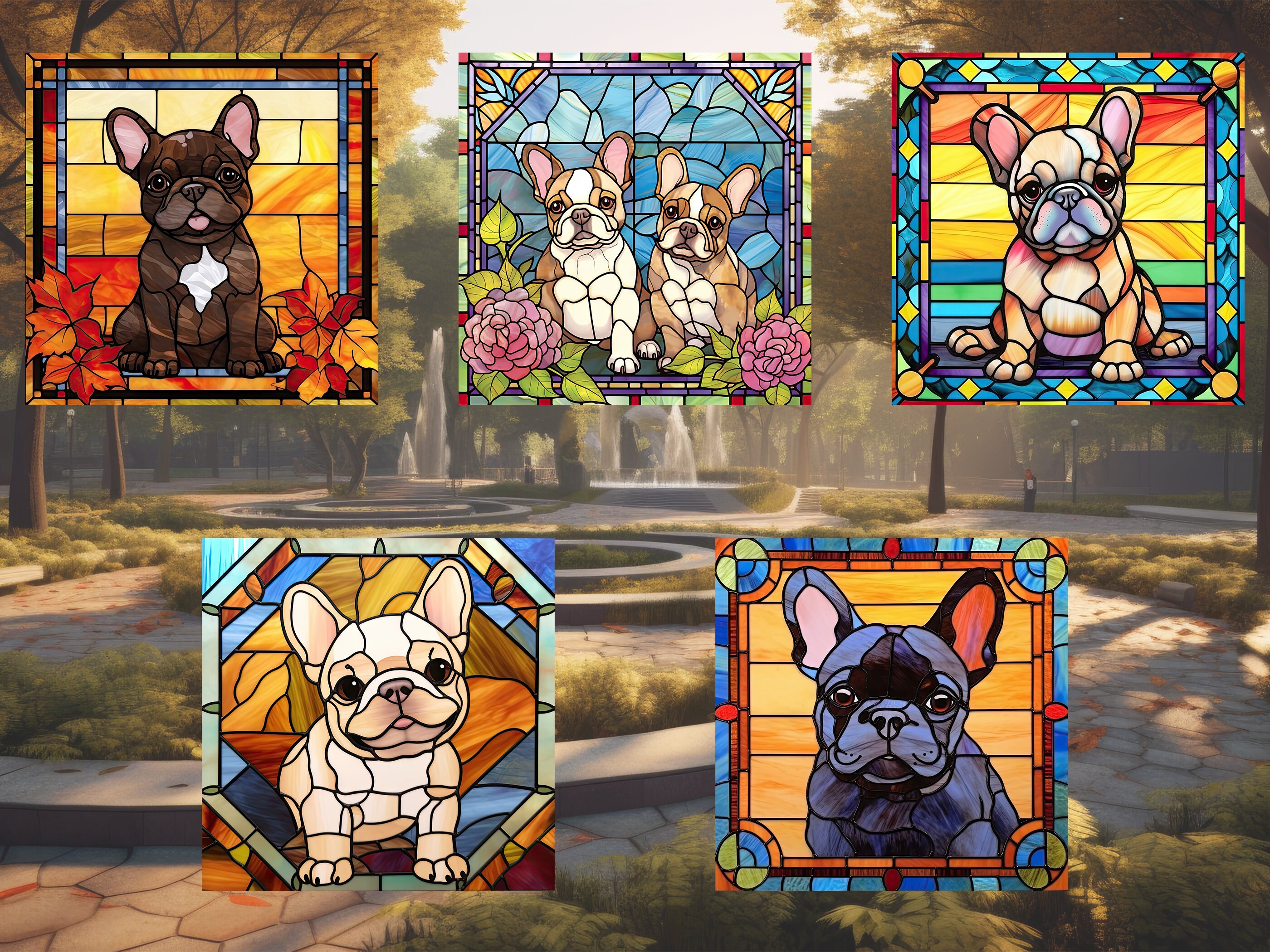 20 Stained Glass French Bulldog Puppies BUNDLE Sublimation - Etsy