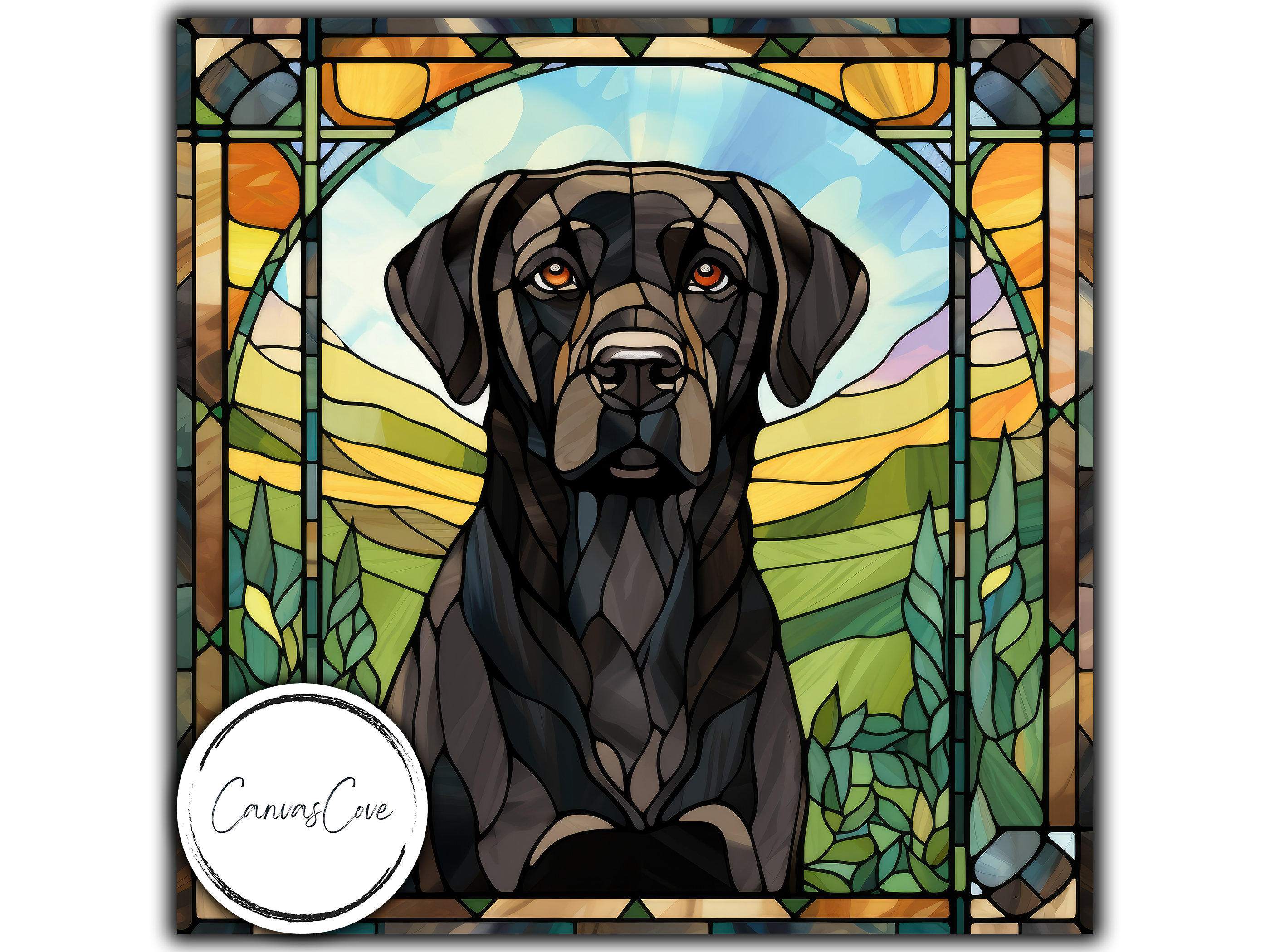 Stained Glass Black Labrador Retriever, Stained Glass , Sublimation ...