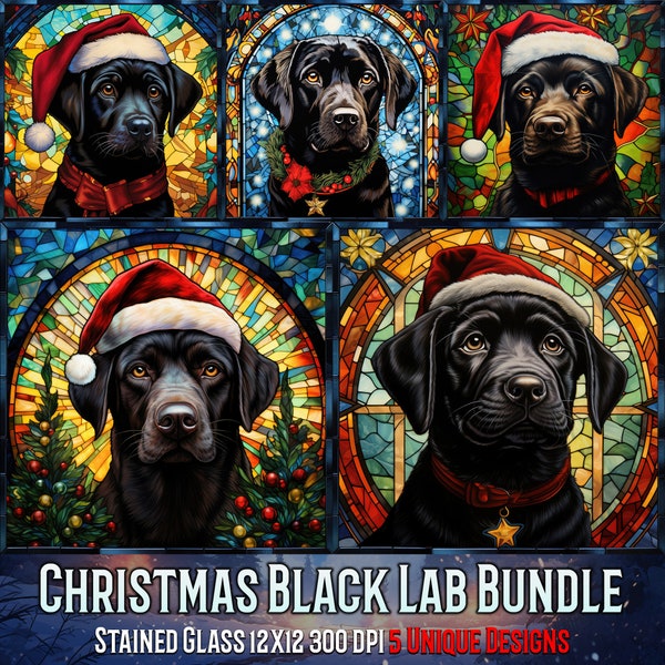 Black Labrador Stained Glass - Etsy