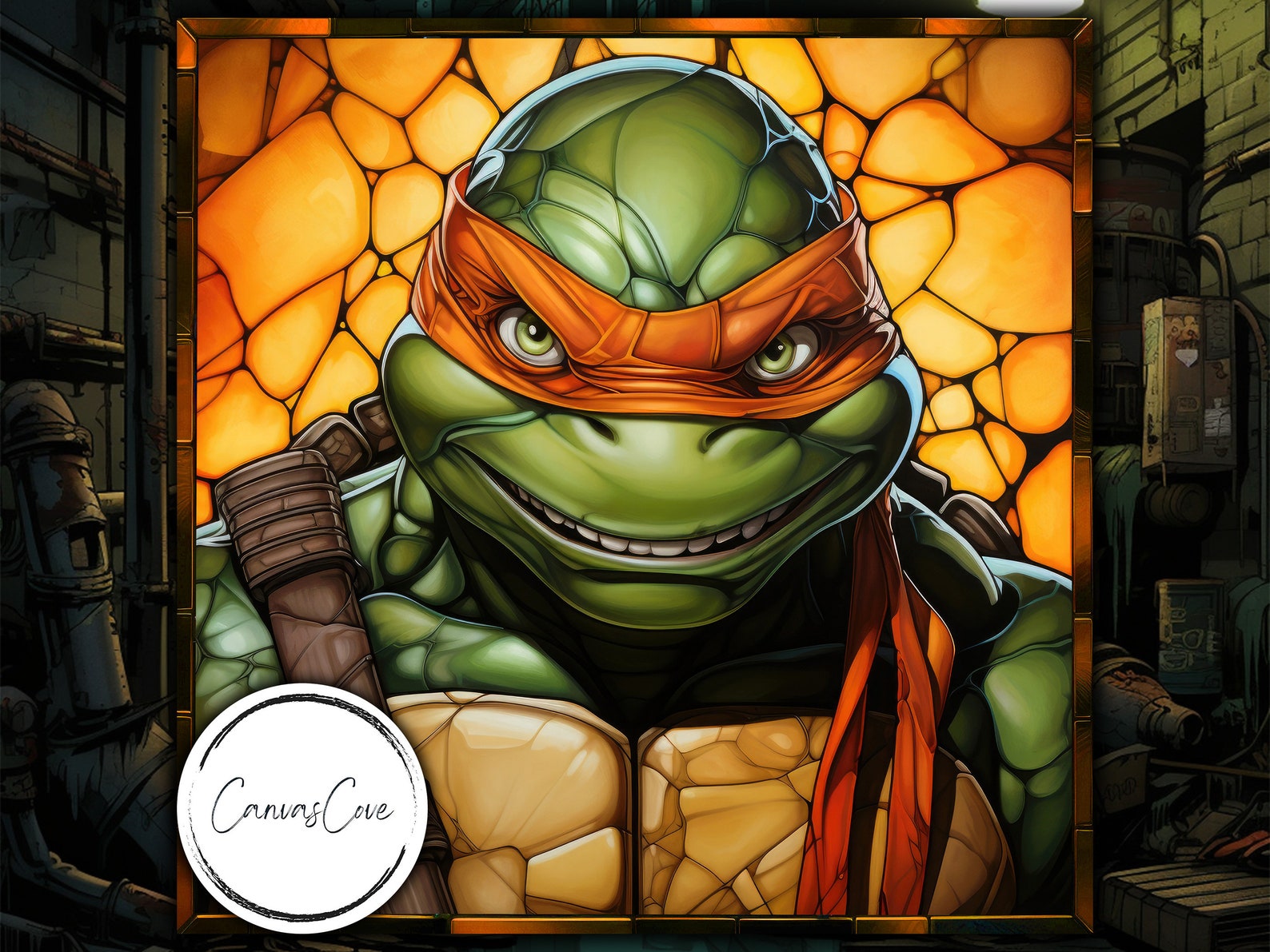 4 Stained Glass Turtle Ninjas, Sublimation, Digital Download, Digital ...
