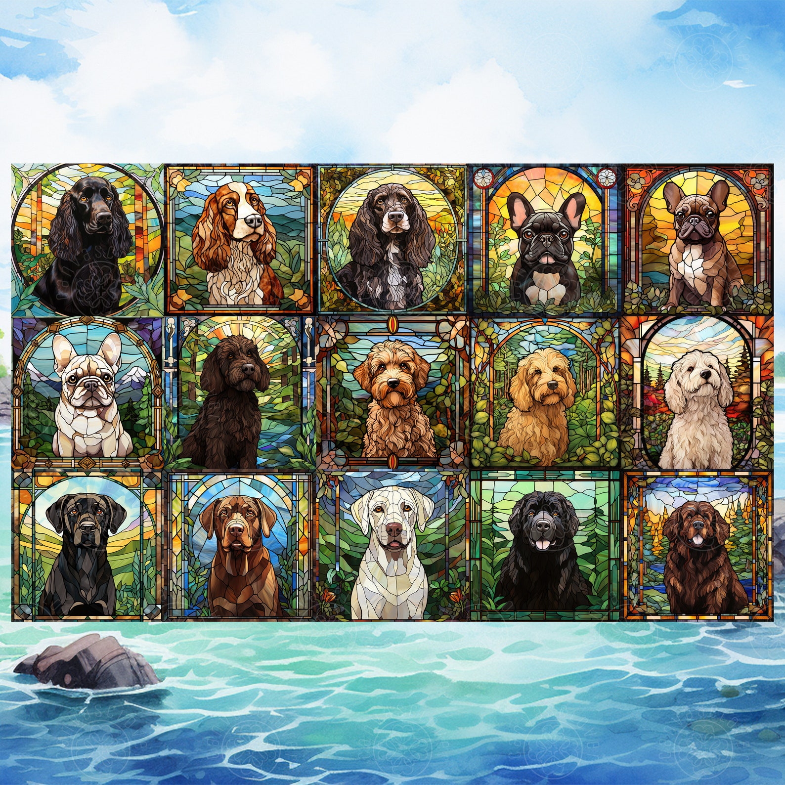 65 Stained Glass Dog BUNDLE, Stained Glass , Sublimation Designs ...