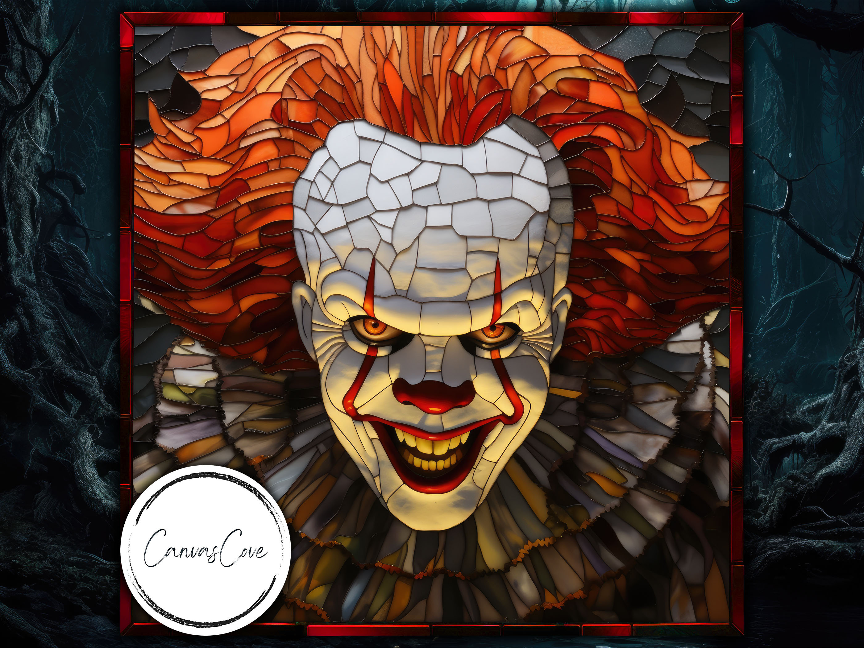 Stained Glass Pennywise Bundle 5 PNG Halloween Clipart - Etsy