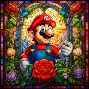 5 Stained Glass Marío Bundle, PNG, Sublimation, Digital Download ...