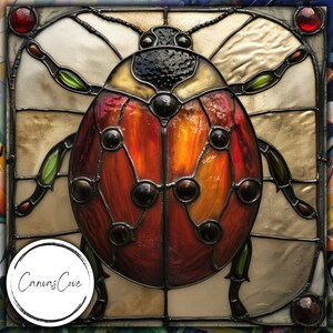 5 Stained Glass Ladybug Bundle Sublimation Digital Download Digital ...