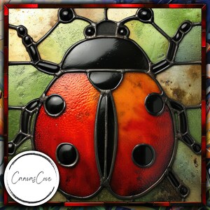 5 Stained Glass Ladybug Bundle Sublimation Digital Download Digital ...