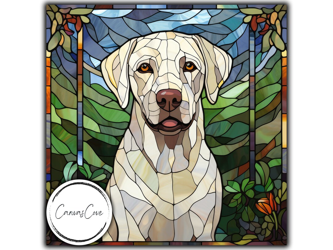 Stained Glass White Labrador Retriever, Stained Glass , Sublimation ...