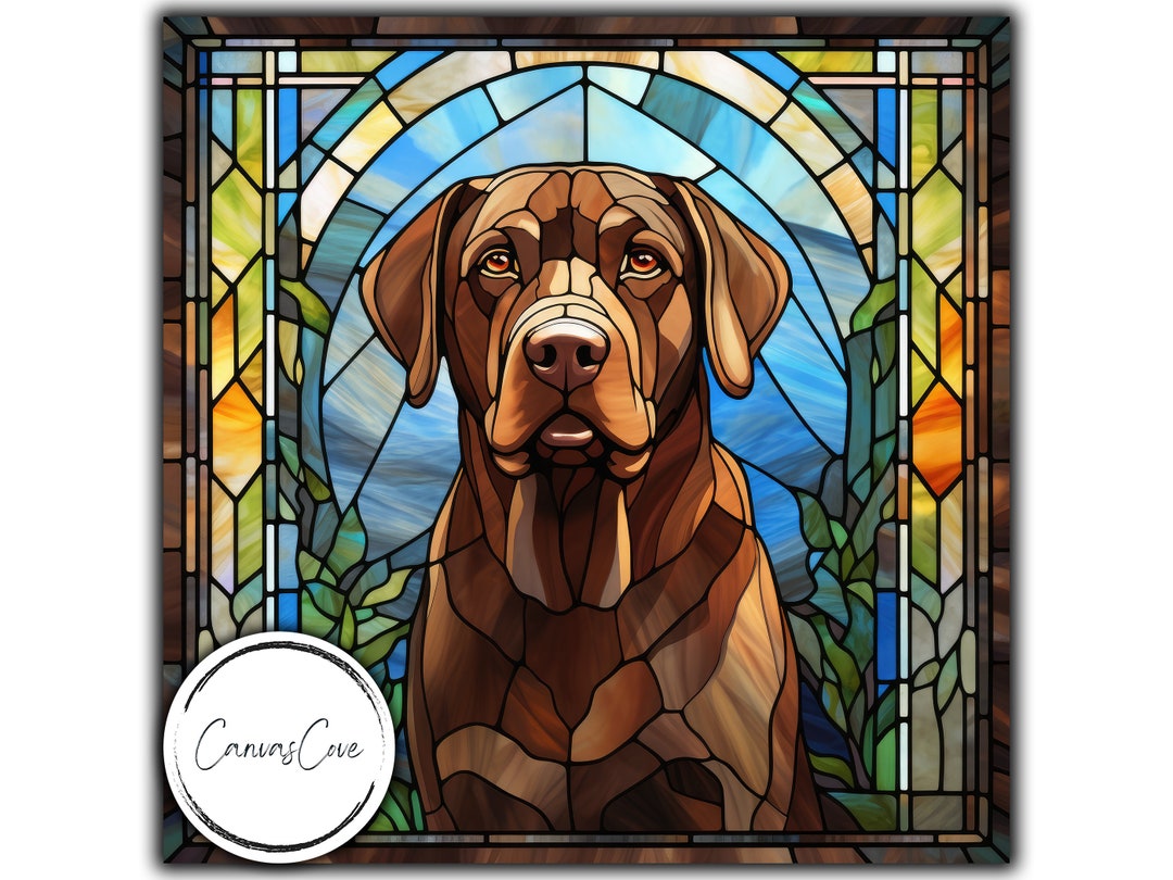 Stained Glass Chocolate Labrador Retriever, Stained Glass , Sublimation ...