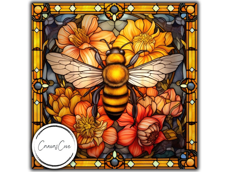 5 Stained Glass Honey Bee Bundle, Tumbler Wrap Design, Stained Glass ...