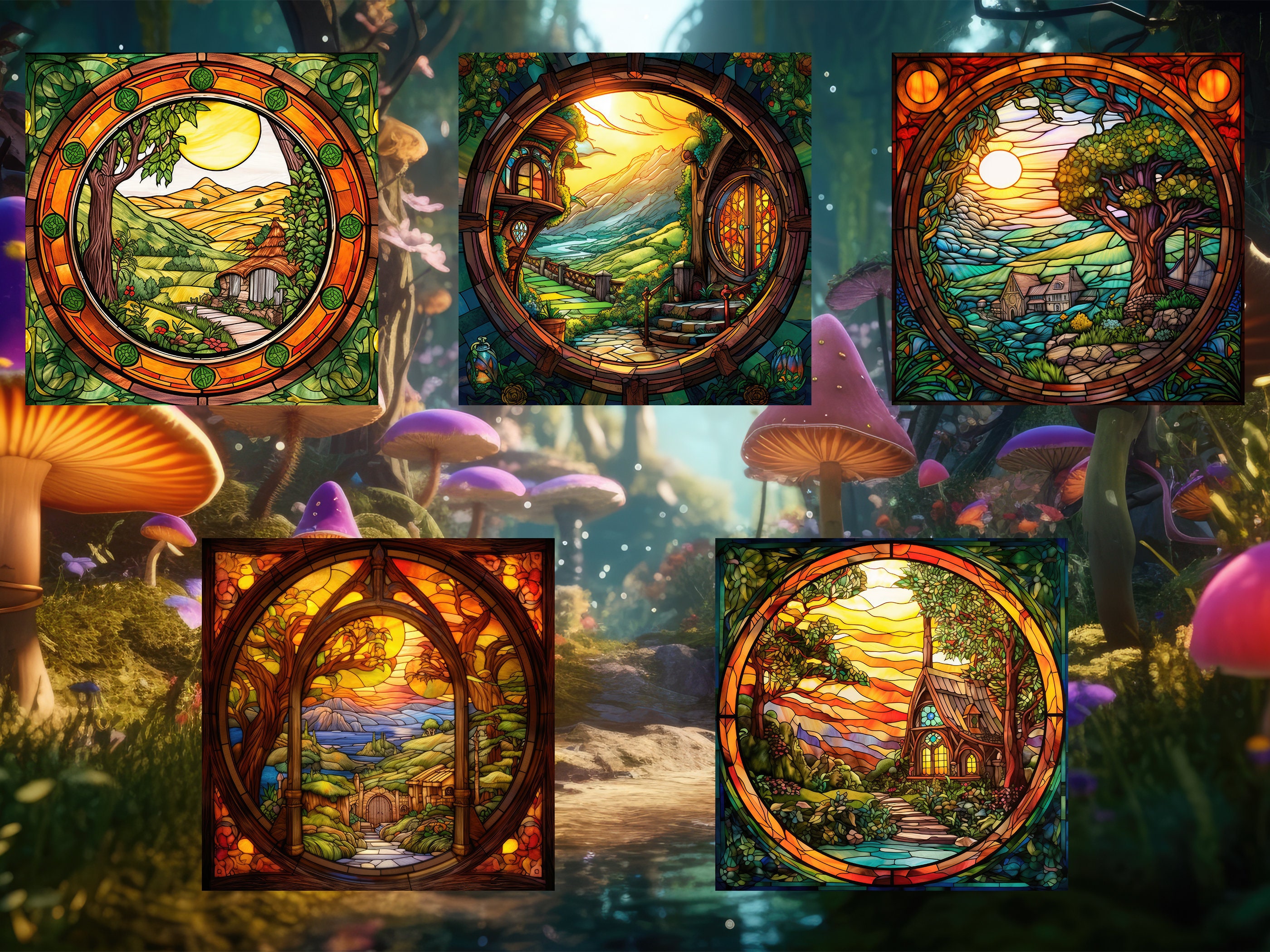 50 Stained Glass Fantasy BUNDLE - Sublimation, PNG, Digital Download ...
