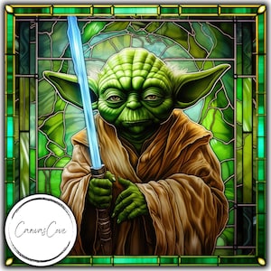 Stained Glass Yoda, PNG, Sublimation, Digital Download, Digital Design ...