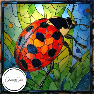 5 Stained Glass Ladybug Bundle Sublimation Digital Download Digital ...