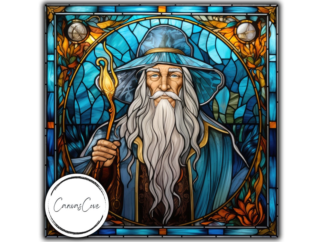 Stained Glass Magical Wizard, JPG, Sublimation, Digital Download ...