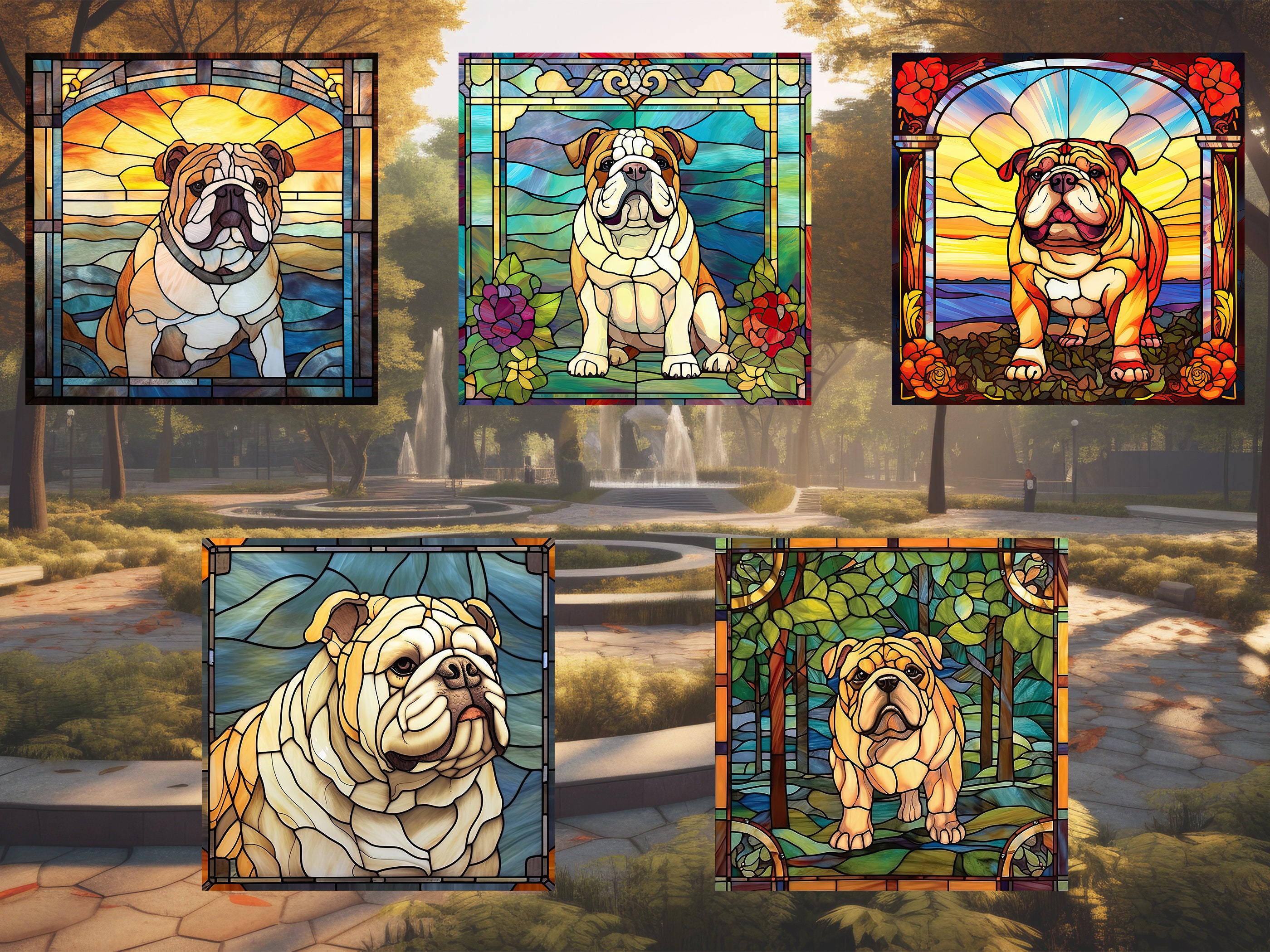 20 Stained Glass Adult Bulldogs BUNDLE Sublimation PNG - Etsy