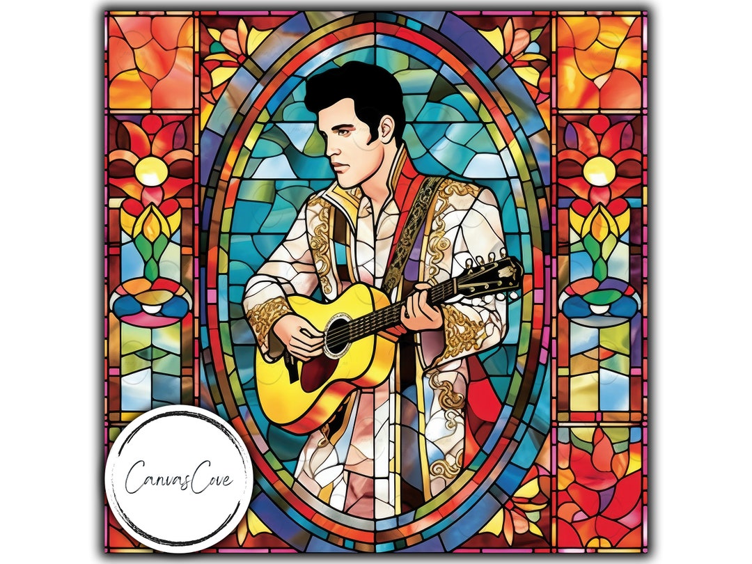 Elvis Presley Stained Glass, Stained Glass , Sublimation Designs ...