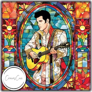 Elvis Presley Stained Glass, Stained Glass , Sublimation Designs ...
