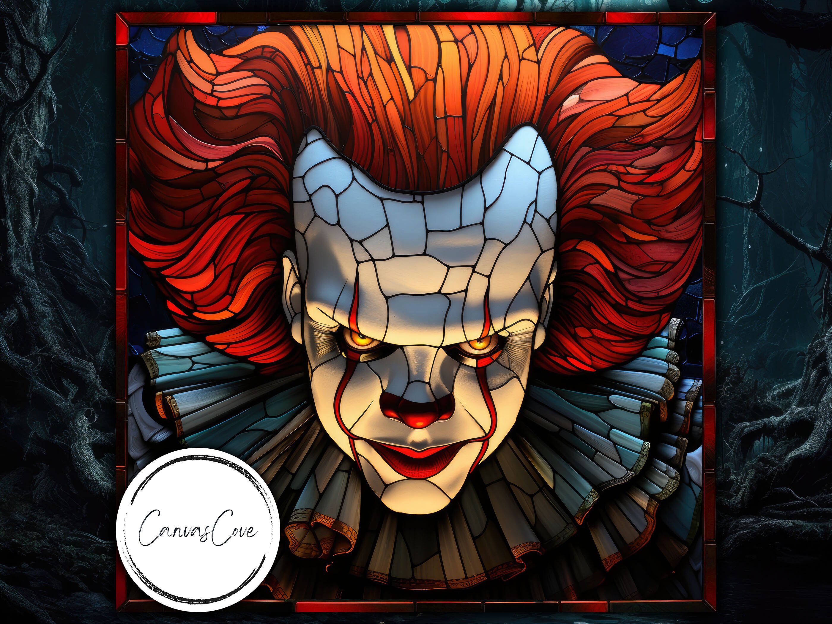 Stained Glass Pennywise Bundle 5 PNG Halloween Clipart - Etsy