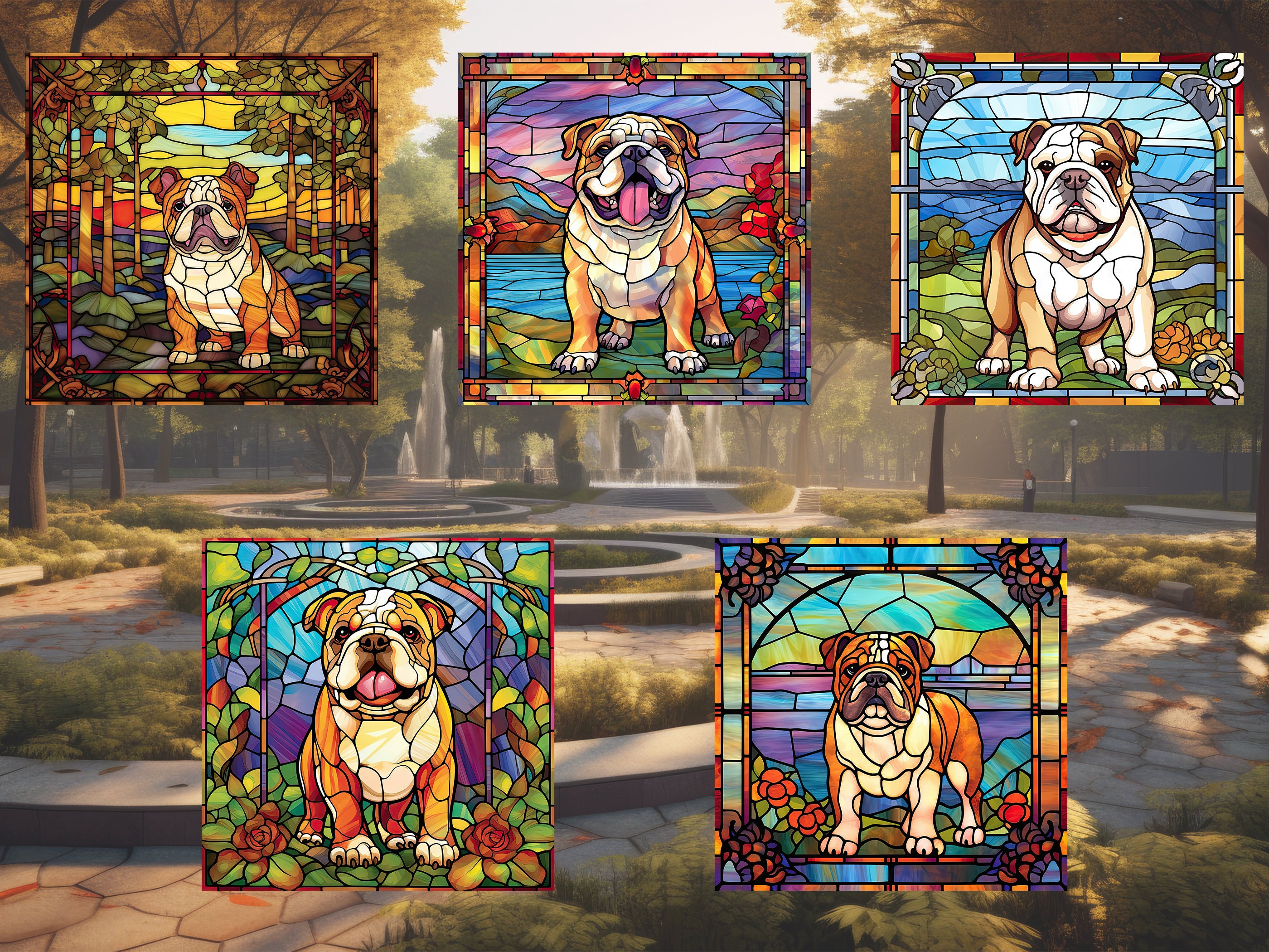 20 Stained Glass Adult Bulldogs BUNDLE Sublimation PNG - Etsy