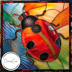 5 Stained Glass Ladybug Bundle Sublimation Digital Download Digital ...