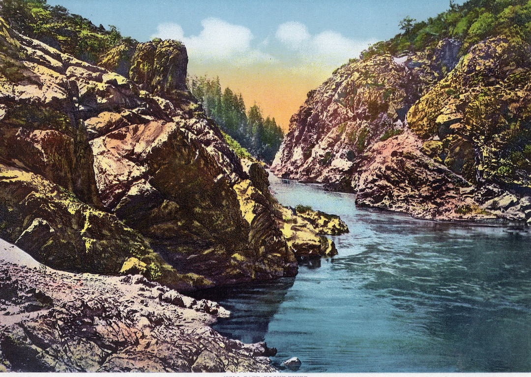 Hell Gate Rogue River 1915 Original Antique Scenic Print Suitable for ...