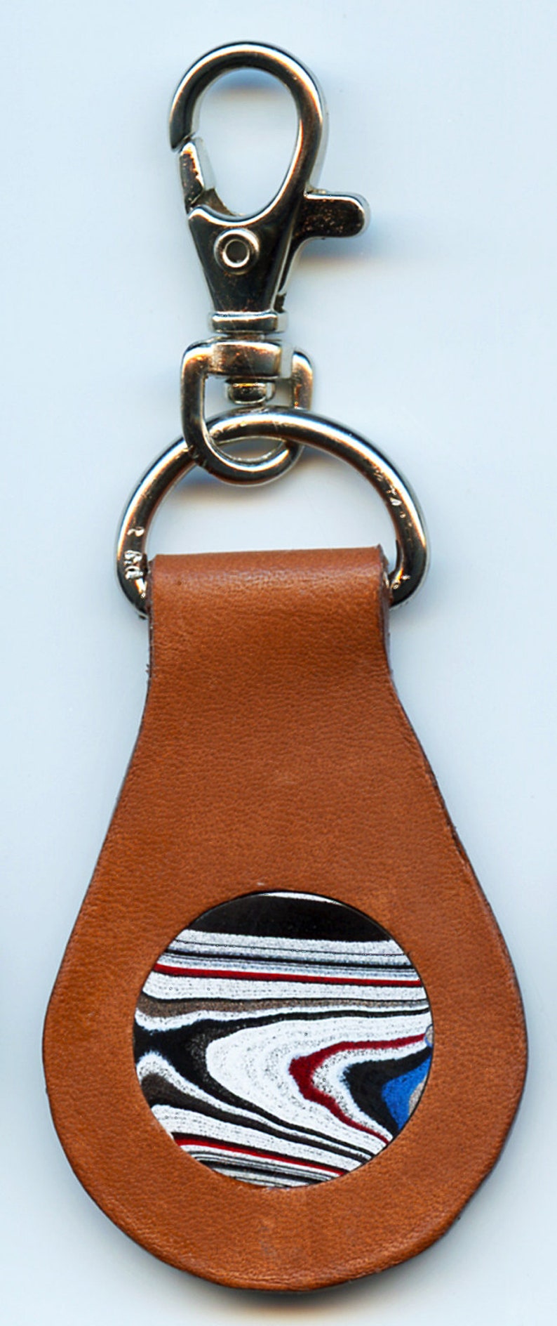 Fordite Leather Keychain Made From COW HIDE 63mm 2.5 - Etsy