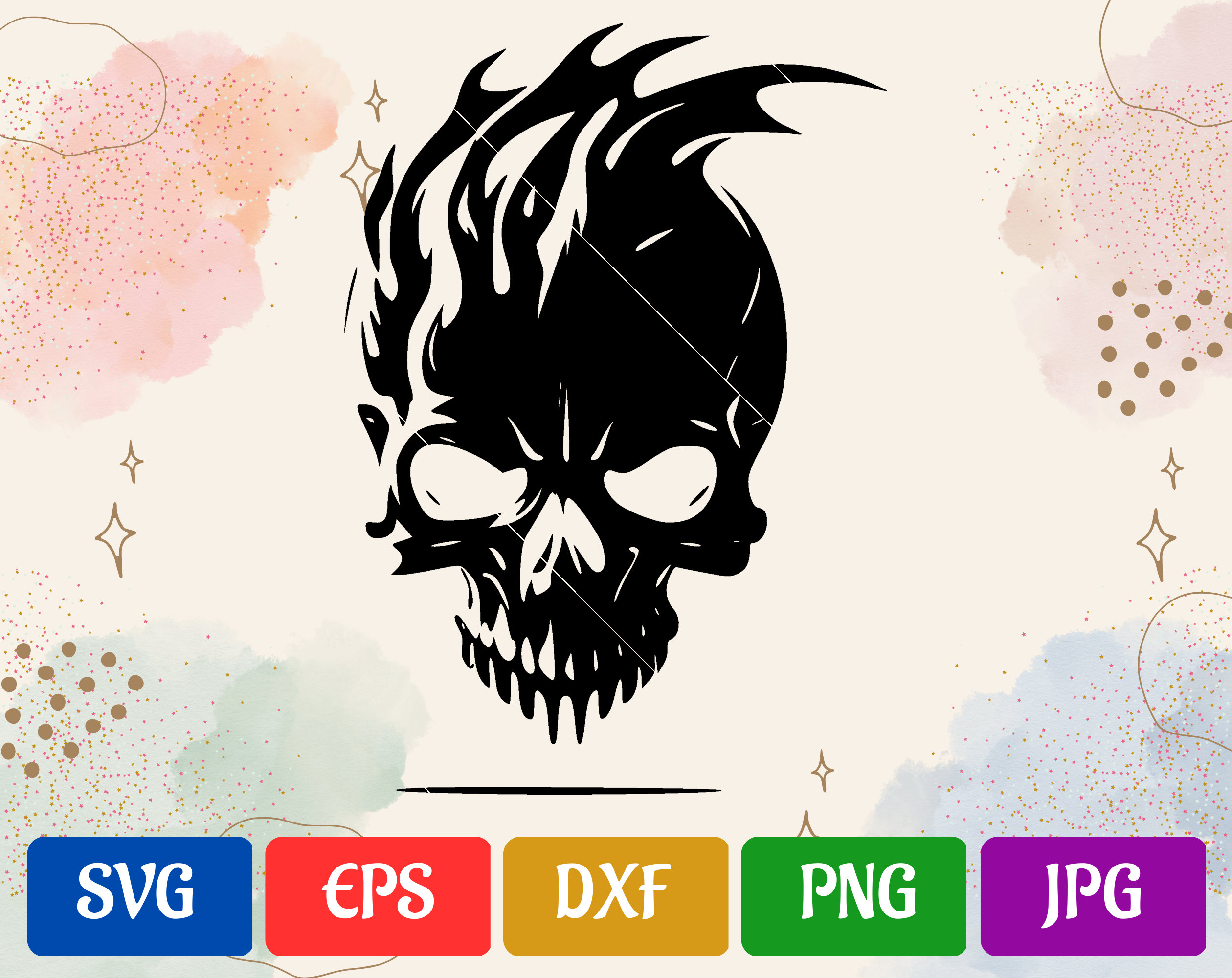 Skull Svg Eps Dxf Png Jpg High-quality Vector - Etsy