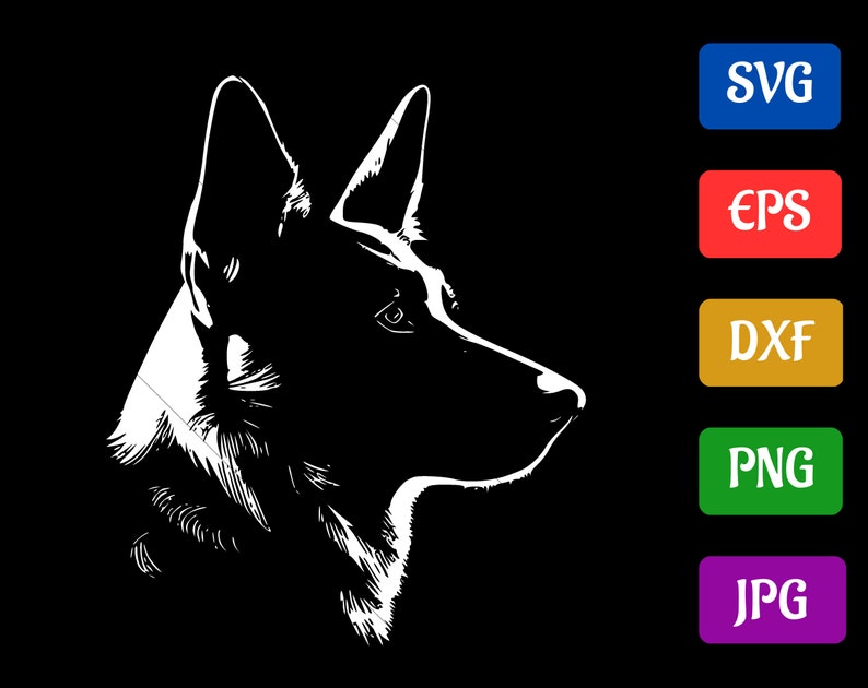 German Shepherd Svg Eps Dxf Png Jpg High-quality Vector Silhouette ...