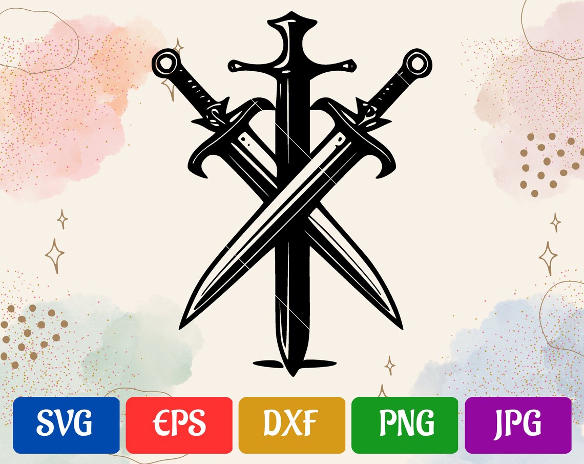 Crossed Swords SVG | Black and White Vector Cut File for Cricut | Svg ...