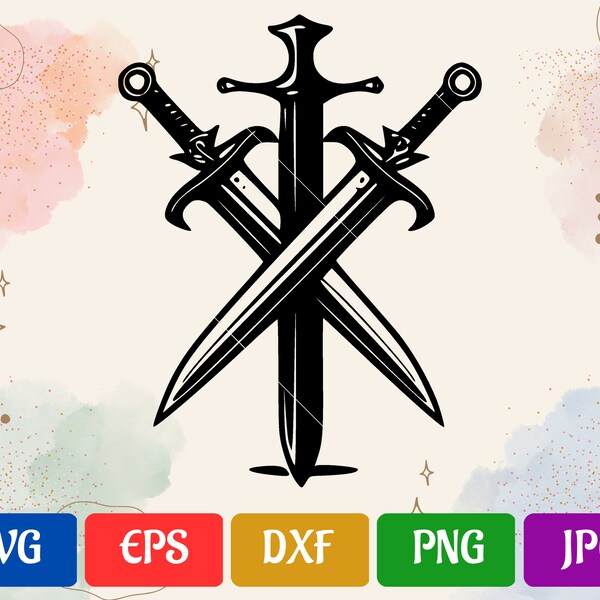 Crossed Swords Svg - Etsy