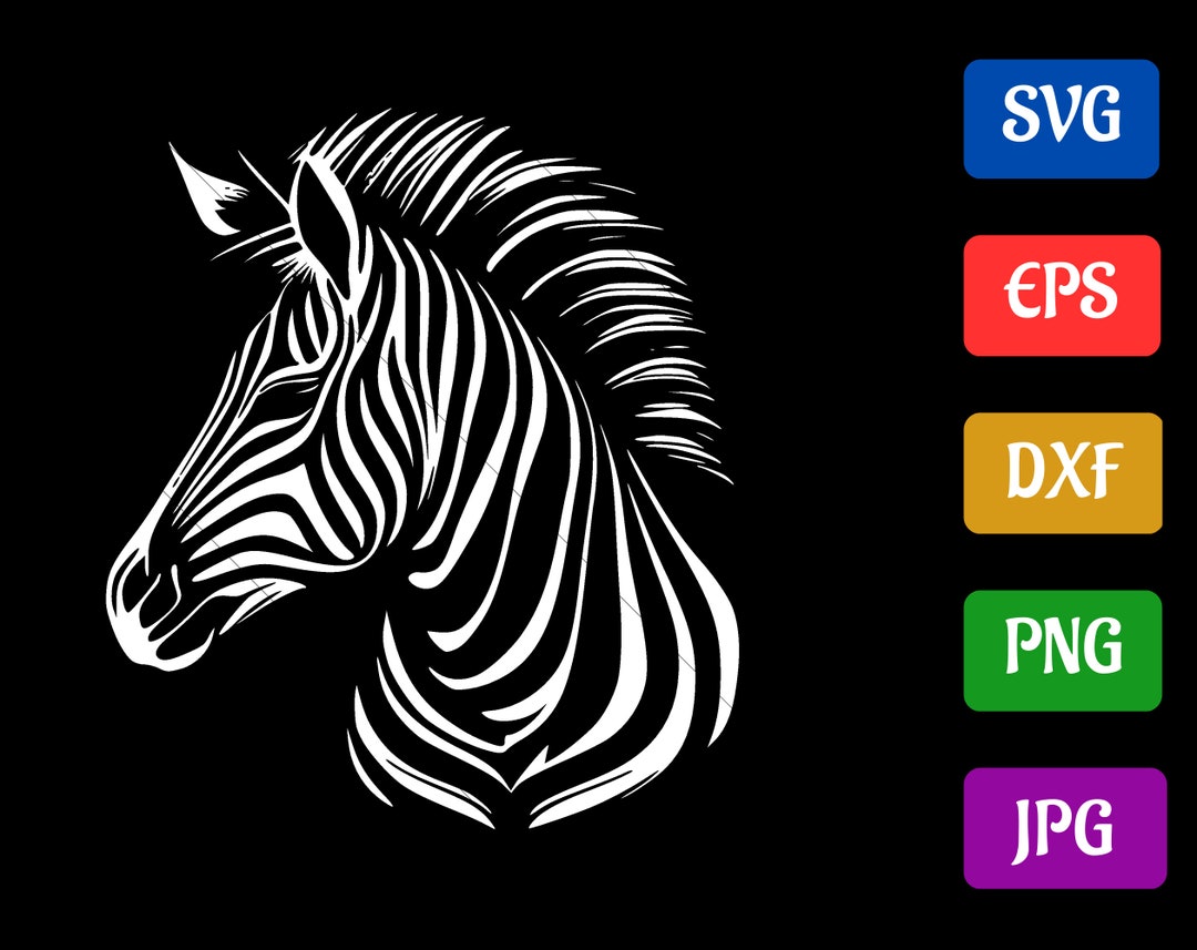 Zebra | Svg - Eps - Dxf - Png - Jpg | Black and White Vector ...