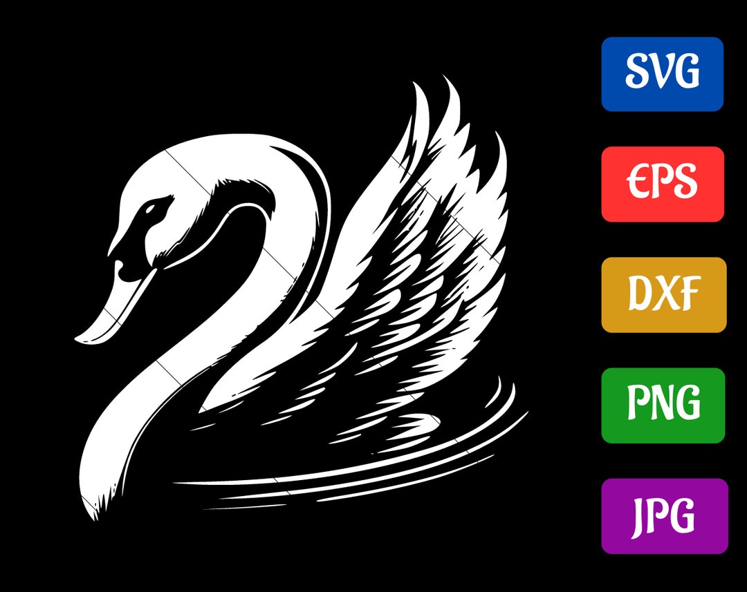 Swan Svg Eps Dxf Png Jpg High-quality Vector Silhouette Cameo Cricut ...