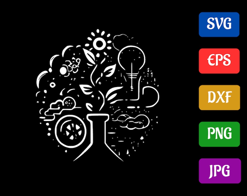 Science SVG Black and White Vector Cut File for Cricut Svg Eps Dxf Png ...