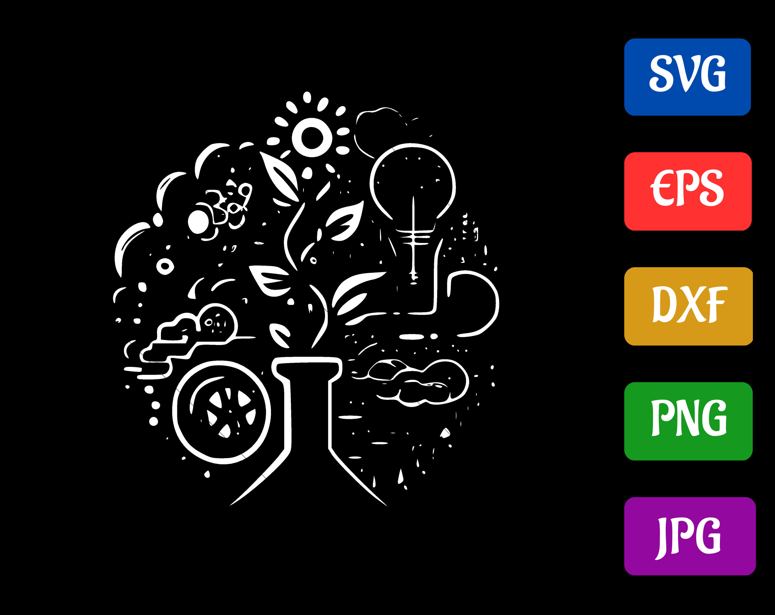 Science SVG Black and White Vector Cut File for Cricut Svg Eps Dxf Png ...