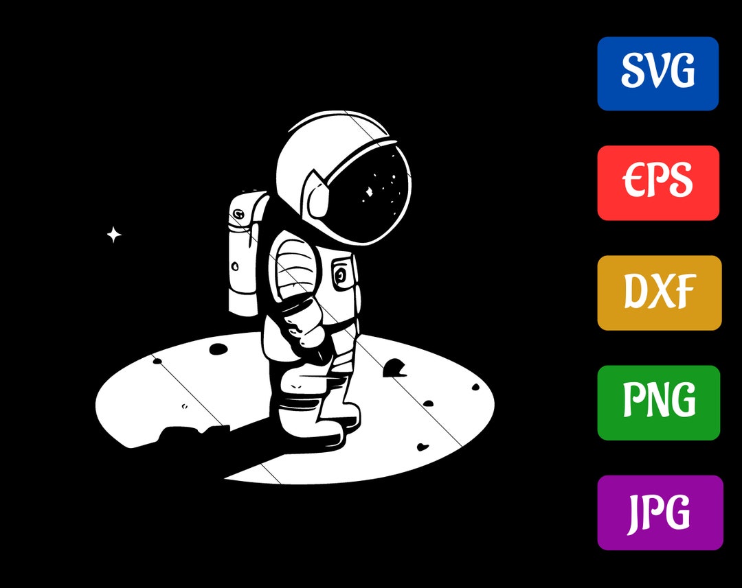Astronaut SVG Black and White Vector Cut File for Cricut Svg Eps Dxf ...